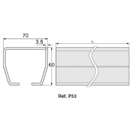 Rail autoportant série 900 GALVA 6 m x larg 70mm x h 60mm VD1406.053 ...