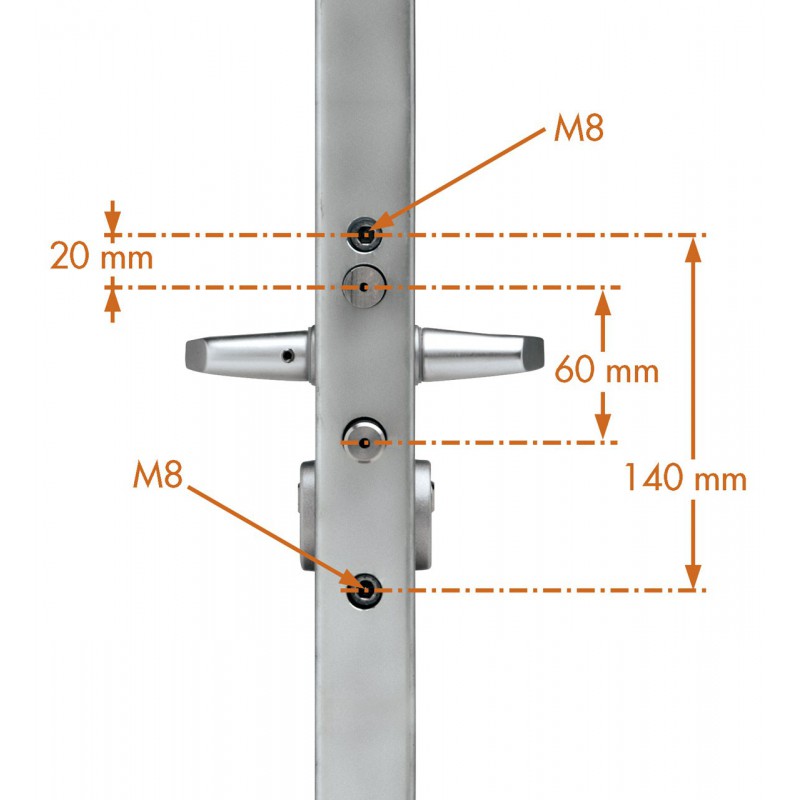Serrures type LAPQ U2 - profil 10 20 30mm FA34727 avec Bricometal